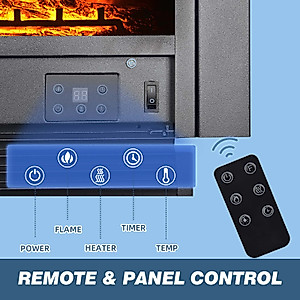 EROMMY 63'' Fireplace TV Stand with 28'' Electric Fireplace Insert, Entertainment Center with 3 Colors Flame Fireplace Heater, TV Console for TVs up to 70'' for Living Room, Bedroom, Office, Cherry