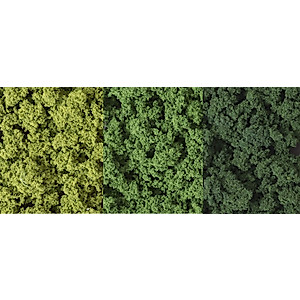 Woodland Scenics Clump Foliage, Light Green, Medium Green, and Dark Green, with Make Your Day Curved Tweezers