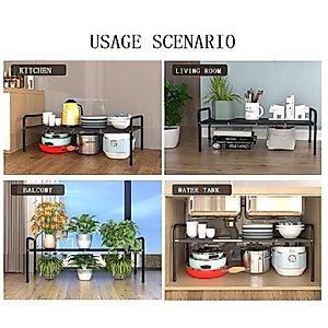 Kitchen Sink Shelf，Height and width Adjustable，Retractable Cabinets Single-layer Spice Rack，Depth 35cm，Width >86cm，5 Pcs Boards，Pot Storage Rack，Cabinet、Kitchen Storage Rack (White)