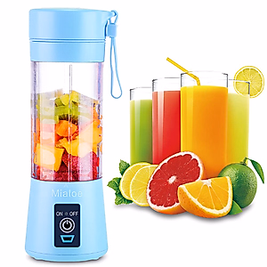 Portable 6 Blades in 3D Juicer Cup,Updated Version Rechargeable Juice Blender Magnetic Secure Switch Electric Fruit Mixer for Superb Mixing 380ml (blue)