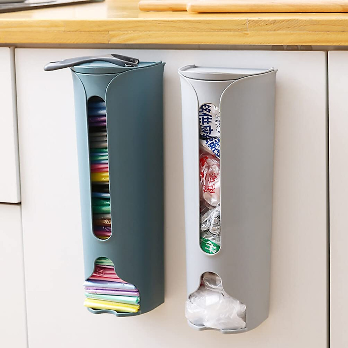 UPKOCH 2 Pcs Plastic Bag Holder Wall Mount Grocery Bag Dispenser Trash Bag Saver Shopping Bags Storage Organizer for Home Kitchen