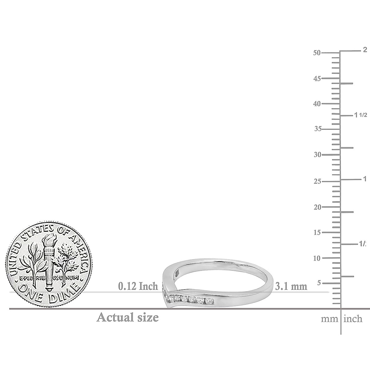 Dazzlingrock Collection 0.25 Carat (Cttw) 10K Round Diamond Wedding Stackable Chevron Ring 1/4 CT, White Gold, Size 6