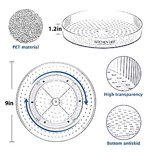 Lazy Susan Turntable - 4 Pack Lazy Susan Organizer for Cabinet, Kitchen, Pantry,Table, Fridge, Bathroom, Countertop, Vanity, 9 Inches, Clear