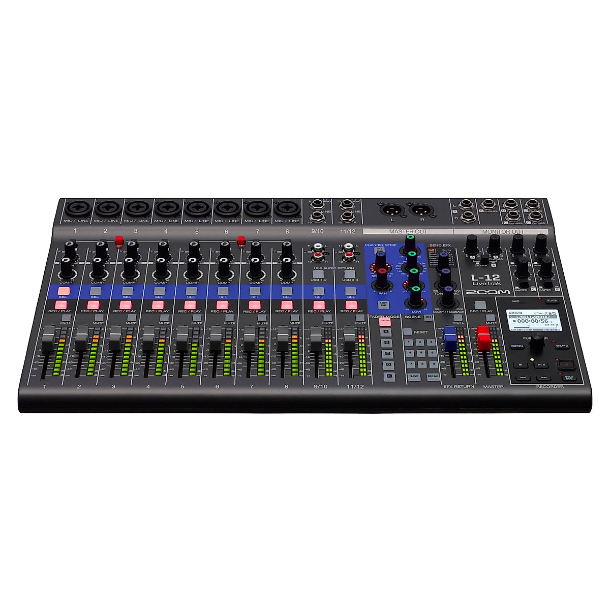 Zoom LiveTrak L-12 Digital Mixer & Multitrack Recorder, for Music, Podcasting, and More, 12-Input/ 14-Channel SD Recorder, 14-in/4-out USB Audio Interface, 5 Powered Headphone Outputs