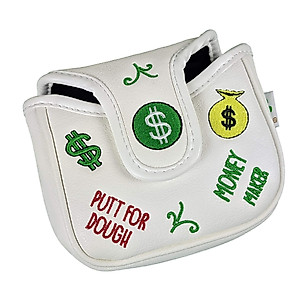 Foretra – Putt for Dough - Money Maker White Golf Putter Headcover Quality PU Leather Magnetic Closure for Square Mallet Style Putters Scotty Cameron Odyssey Taylormade Ping