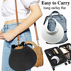 2PCS Wide Brim Sun Visor Hat Women Large UV Protective Golf Beach Cap, Design in Korea