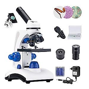 Vanstarry Beginners Microscope Kit 40X-1000X for Kids & Students, Dual LED Lights and Cordless Capability, Illumination Lab Compound Monocular Microscopes with Optical Glass Lenses & 12 Slides