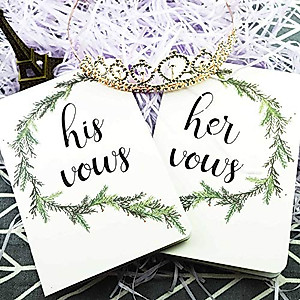 AOODOOM Wedding Vow Books, His and Her Vow Books, Exquisite Wedding Vow Books, Wedding Keepsake, Gift for Wedding, Set of 2, White,