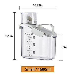 Livaprul Rice container storage tank, kitchen storage container, sealed food storage, sealed design measuring cup. With pouring port, suitable for oatmeal, grains, rice, flour (blue, 1600ML)