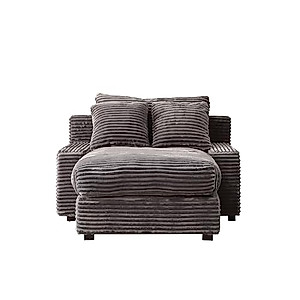 FANYE Oversized Single Lounge Sectional Sofa Couch Luxury Corduroy Upholstered Sleeper Daybed Deep Seat Chaise Sofa&Couch with 3 Pillows for Living Room