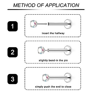 Lcolyoli Threadless Push in Medusa Piercing Jewelry Labret Jewelry Lip Rings Surgical Steel Tragus Jewelry Forward Helix Piercing Jewelry Flat Back Earrings for Women Cartilage Earring 16g 8mm
