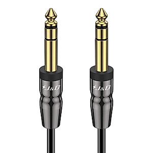 J&D 1/4 inch TRS Instrument Cable, Gold Plated Copper Shell 6.35mm 1/4 inch TRS Male to 6.35mm 1/4 inch TRS Male Stereo Cable, 6 Feet