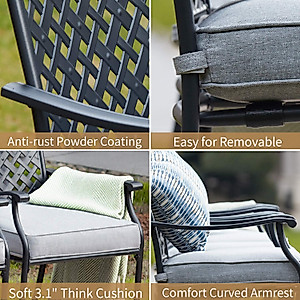 PatioFestival 8 Piece Patio Dining Chairs Metal Outdoor Chairs Wrought Iron Patio Furniture,Dinning Chairs Set with Arms and Seat Cushions (Grey)