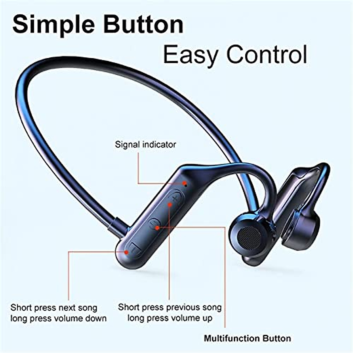 TWIFER Open Bone Conduction Wireless Bluetooth Smart Sports Noise Cancelling Bluetooth 5.3 Headset Waterproof Headphones for Yoga Running Gym
