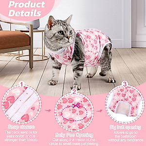 Due Felice Cat Surgery Recovery Suit Small Dog Surgical Recovery Onesie Pet After Surgery Wear for Female Male Cat Doggy Pink Heart/Medium