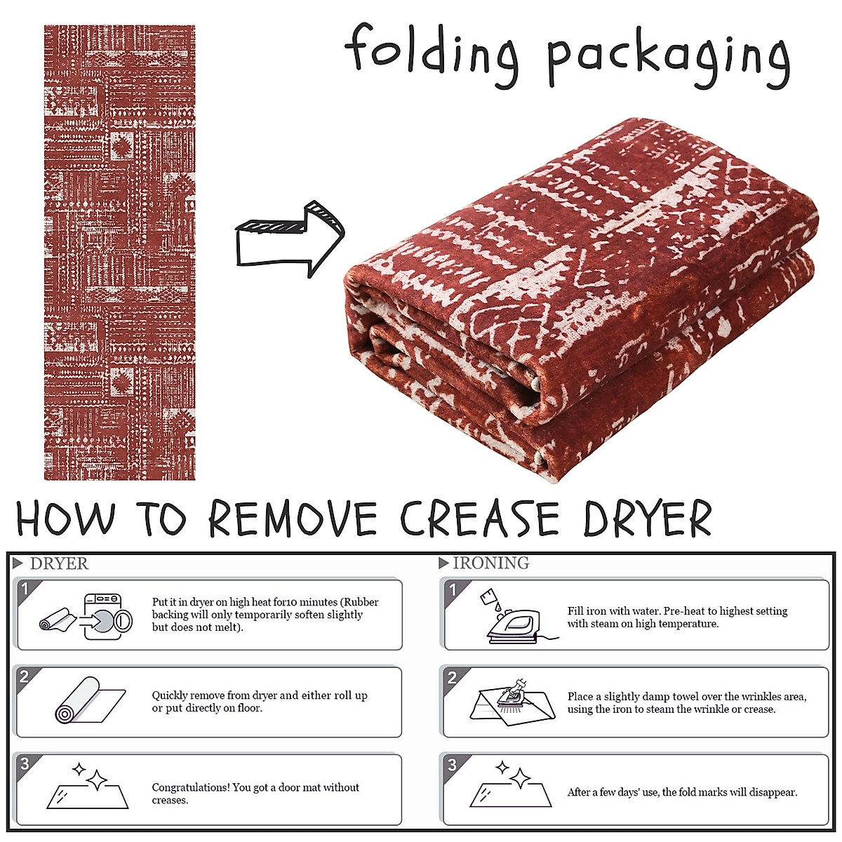 Rugcomf Runner Rug for Hallways Kitchen Runner Rug Non Slip 2'x 6' Washable Runner Rugs with Rubber Backing Soft Carpet for Hallways, Kitchen, Laundry, Bedroom, Bathroom(Terracotta)