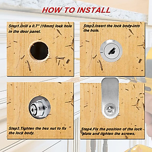 evan 5 Pack Cam Locks Keyed Alike, File Cabinet Lock with Keys, 5/8" Cabinet Cam Lock for Secure Files Drawers Mailbox RV Camper Door Storage Tool Box Replacement Locks