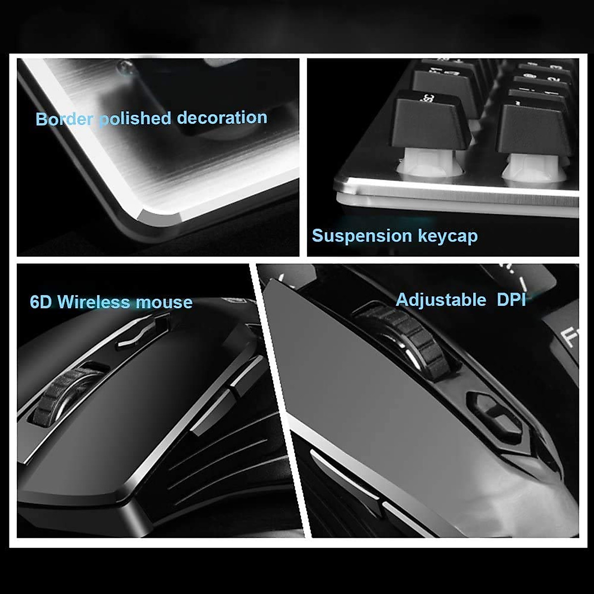 Wireless Mechanical Feel Keyboard and Mouse Set,2.4Ghz Cordless Gaming Keyboard for Laptop Desktop PC Strong Compatible with Windows,ios,Android(above 4.0),etc -No Backlight