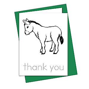 Thank You Cards: Set of 6 Thank You Notes for Kids to Color and Practice Letter Writing 100% Recycled and Made in USA (Farm Animals)