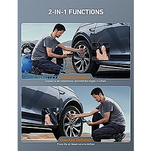 AstroAI Digital Tire Pressure Gauge with Inflator(3-250 PSI for 0.1 Display Resolution), Heavy Duty Air Chuck and Compressor Accessories with Rubber Hose and Quick Connect Coupler Car Accessories.