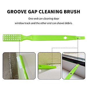 Grout Cleaner Brush with Handle - Set of 3 Green Tile Joint Scrub Brushes for Deep Cleaning - Kitchen Bathroom Window Door Track Stove Tops Seams Shower Floor Lines - Homeowners Professionals DIYers