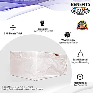 Alfapet Flat Bottom Cat Litter Box Liners, Pack of 20 - Super Heavy Duty Kitty Litter Bags with Drawstring for Poop and Liquid Waste - Jumbo Design for Extra Large Cat Pans