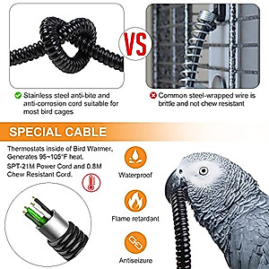 Feneya Bird Cage Heater, Higher Heat Transfer Efficiency Snuggle Up Bird Warmer for Exotic Pet Birds, 10W Aluminum Shell Bird Heater for Cage for Parakeets, Parrots, 3.7"x5.7"