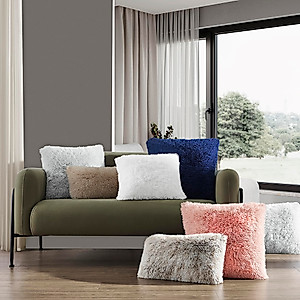 NordECO HOME Luxury Soft Faux Fur Fleece Cushion Cover Pillowcase Spring Decorative Throw Pillows Covers, No Pillow Insert, 18" x 18" Inch, White, 2 Pack