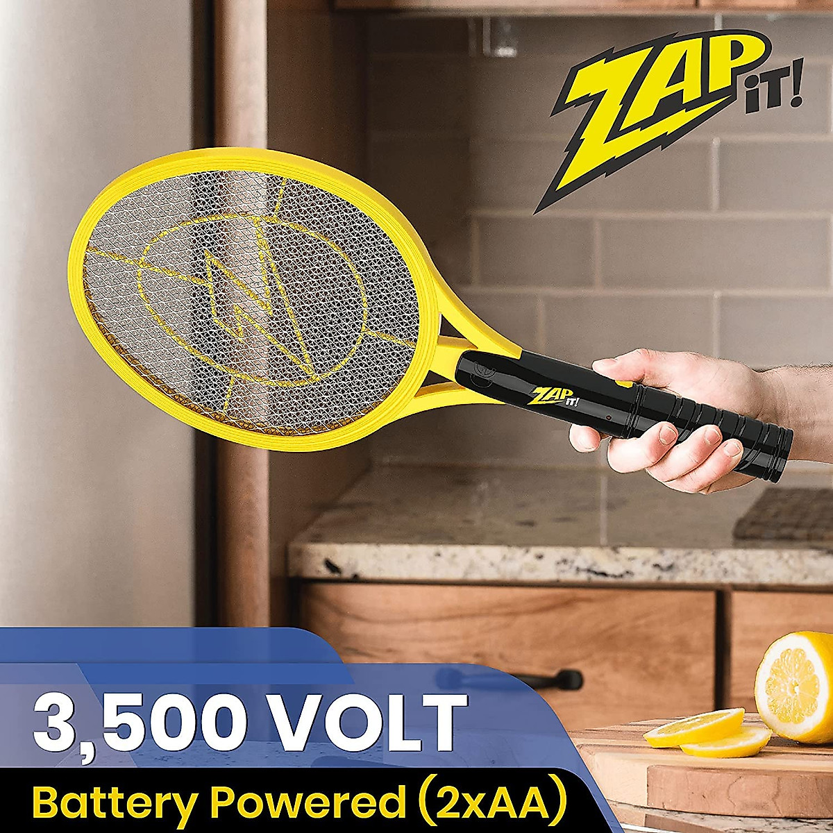 ZAP IT! Bug Zapper Battery Powered (2xAA Included) Bug Zapper Racket, 3,500 Volt