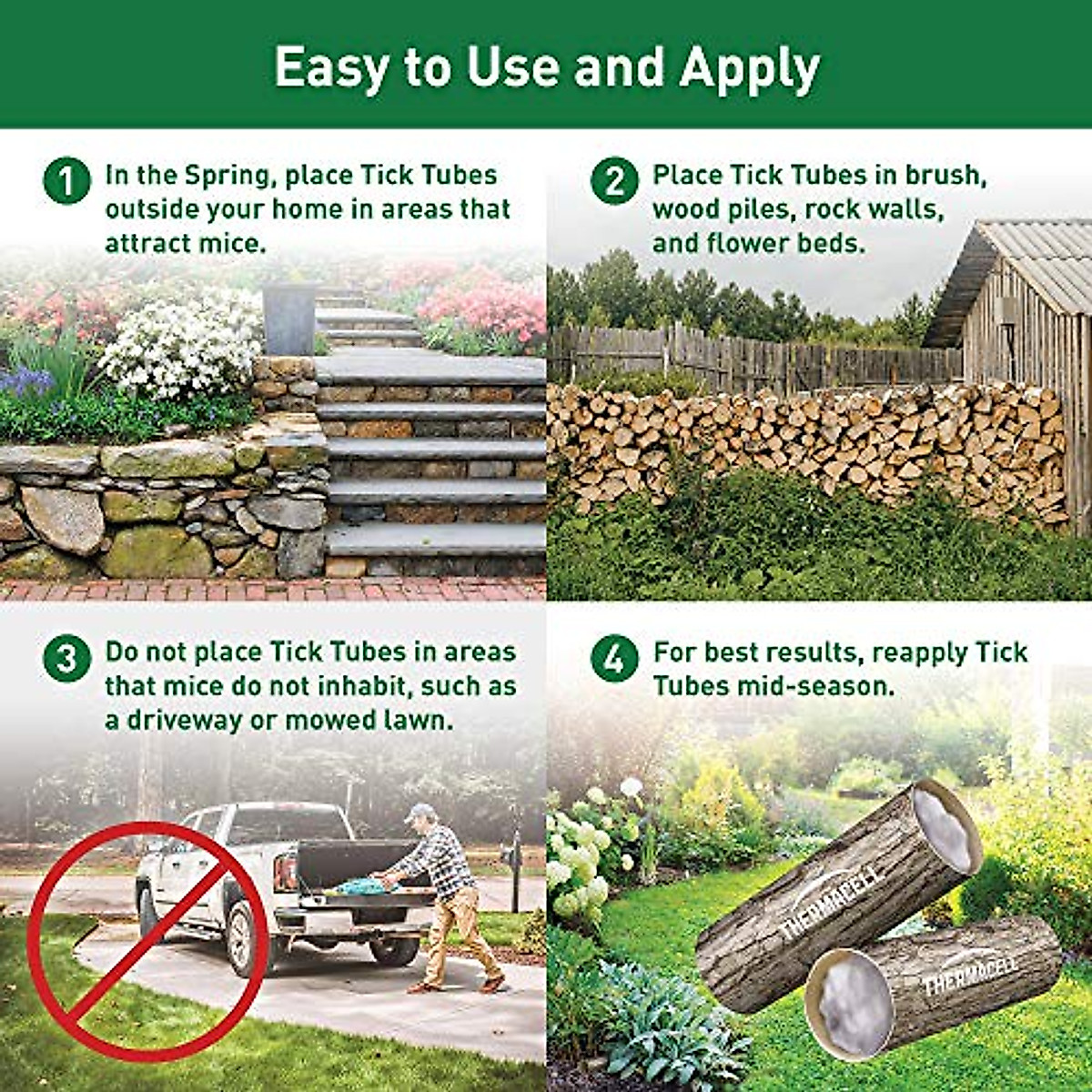 Thermacell Tick Control Tubes for Yards; 24 Tubes; Protects 1 Acre from Ticks; No Spray, No Granules, No Mess; Environmentally Friendly Alternative to Tick Spray & Tick Repellent