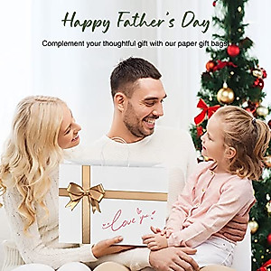 GSSUSA Shopping Bags Large with Handles16x6x12 White 50Pcs Gift Bags, Kraft Paper Bags Bulk, Bags for Small Business, Paper Grocery Bags for Boutique, Merchandise