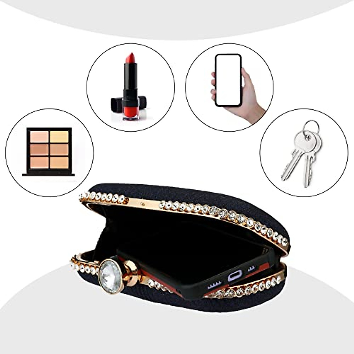 BWKUNOLF Glitter Clutch Purses Pleated Evening Bag Pearl Clutch Purse with Chain,Handbags for Woman Crossbody Bags Shoulder Bag for Party Wedding Cocktail Evening,Blue