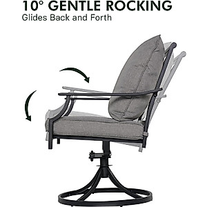 Grand patio Patio Dining Set for 2, E-Coated Outdoor Dining Set, 2 Swivel Dining Chairs Outdoor Furniture Set with Olefin Cushions, Grey