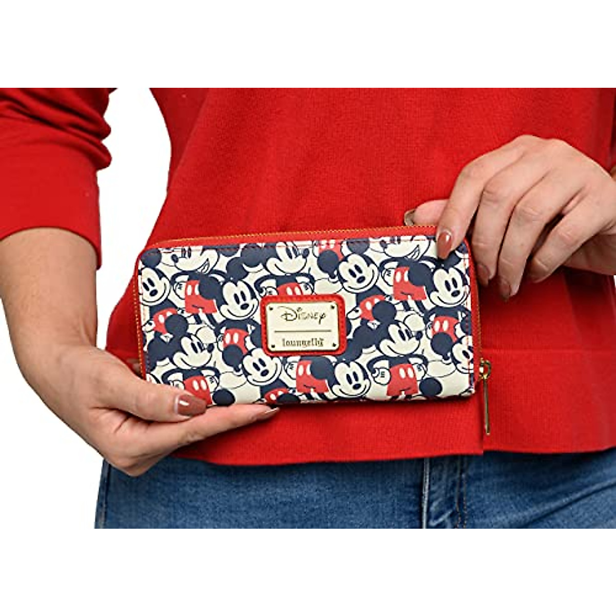 Loungefly Disney Mickey & Minnie Mouse Wallet Zip Around Clutch Faux Leather