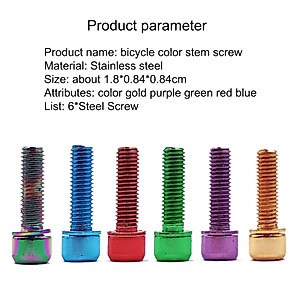 Opla3ofx Bike Stem Bolt, 6Pcs Handlebar Screws Stainless Steel Stem Bolts Screw Accessory for Mountain Bike Blue
