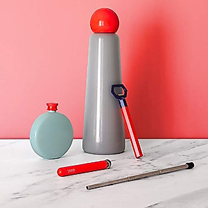 Stainless Steel Water Bottle | 750ml Insulated Water Bottle BPA Free | Cool and Modern Leak Proof Skittle Bottle Flask | Cold for 24+ Hours, Hot for 12 | Light Grey & Coral by Lund London