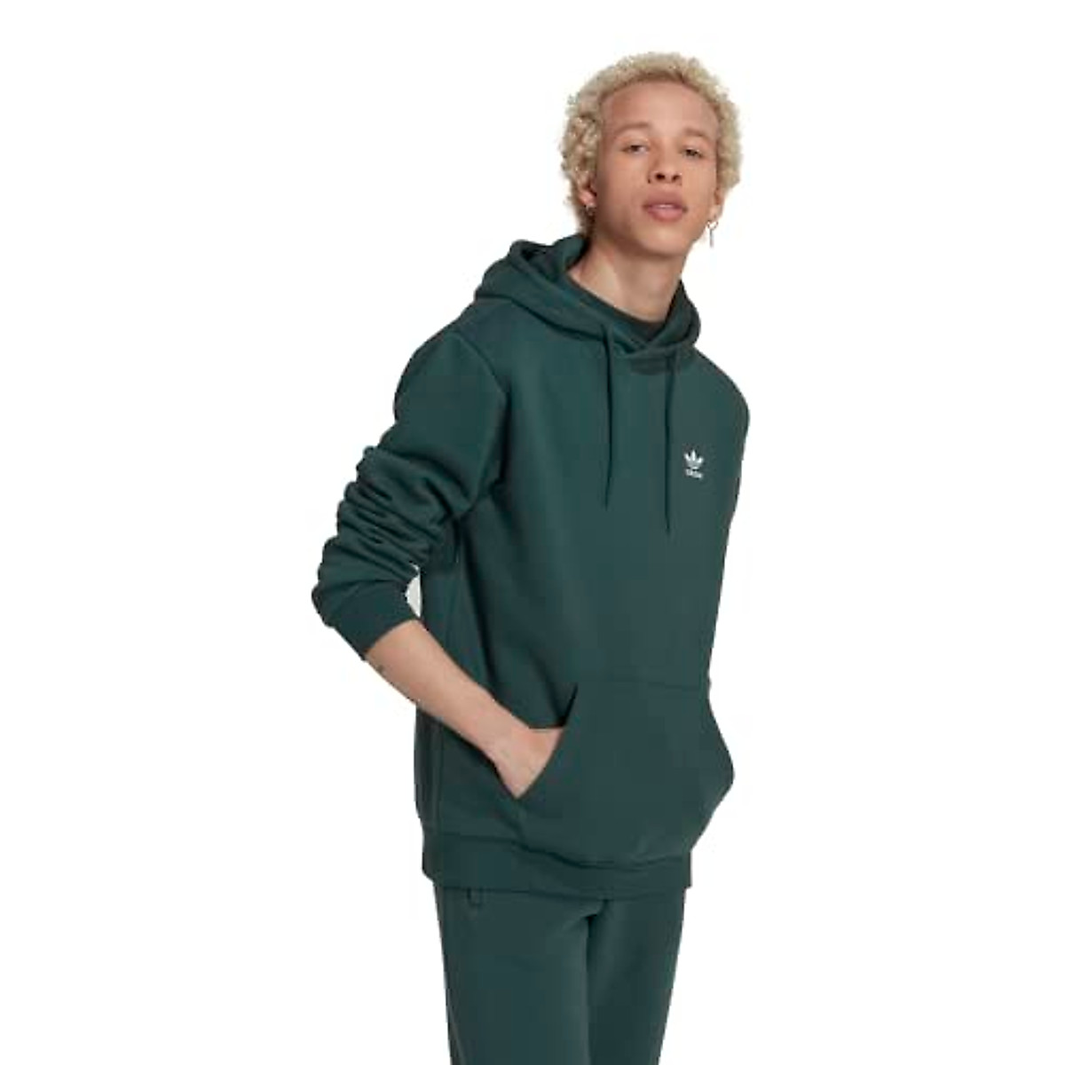 adidas Originals Men's Adicolor Essentials Trefoil Hoodie, Mineral Green, Medium