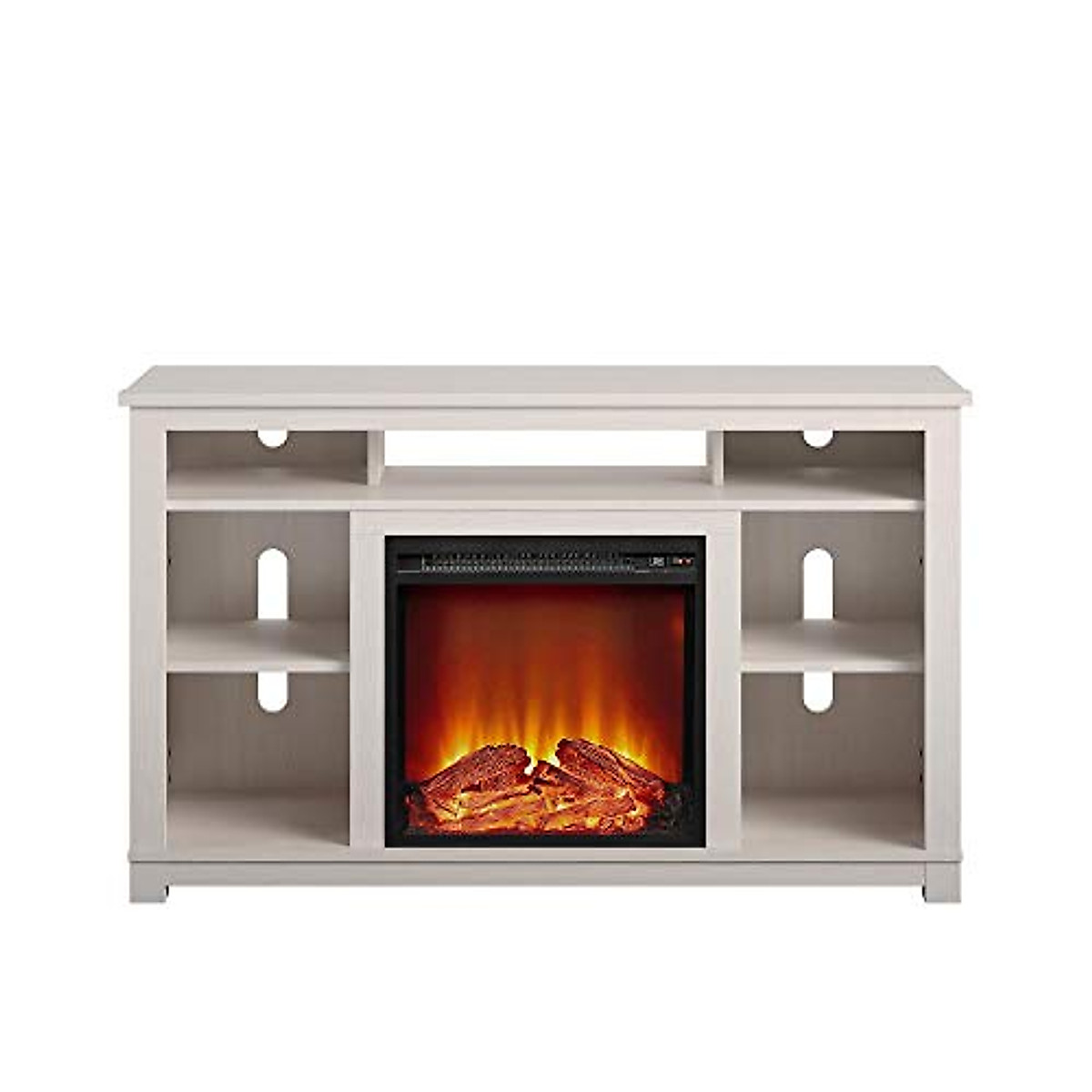 Ameriwood Home Edgewood Fireplace TV Stand for TVs up to 55", Ivory Pine