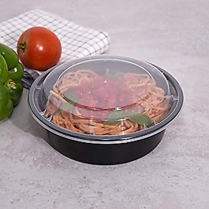 TRIPAK Plastic Microwaveable Food Containers with Lids 32 oz | BPA Free | Stackable | Leakproof | Microwave/Dishwasher/Freezer Safe