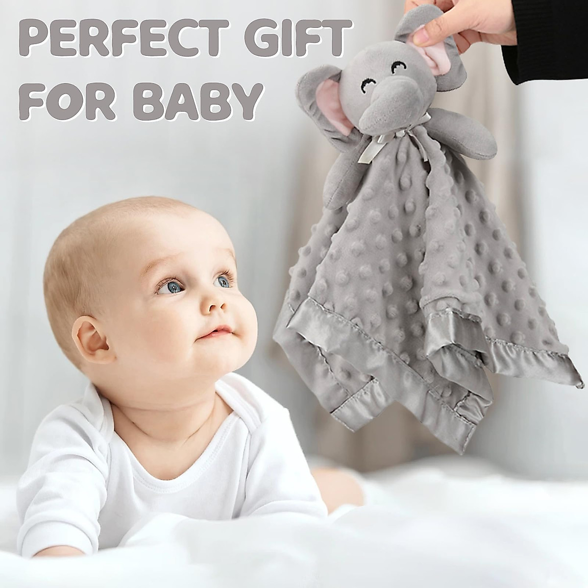 Pro Goleem Elephant Security Blanket Soft Baby Lovey Unisex Lovie Baby Gifts for Newborn Boys and Girls Baby Snuggle Toy Baby Elephant Stuffed Animal Grey 16 Inch