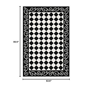 SAFAVIEH Chelsea Collection Area Rug - 5'3" x 8'3", Black & Ivory, Hand-Hooked French Country Checkered Wool, Ideal for High Traffic Areas in Living Room, Bedroom (HK711A)