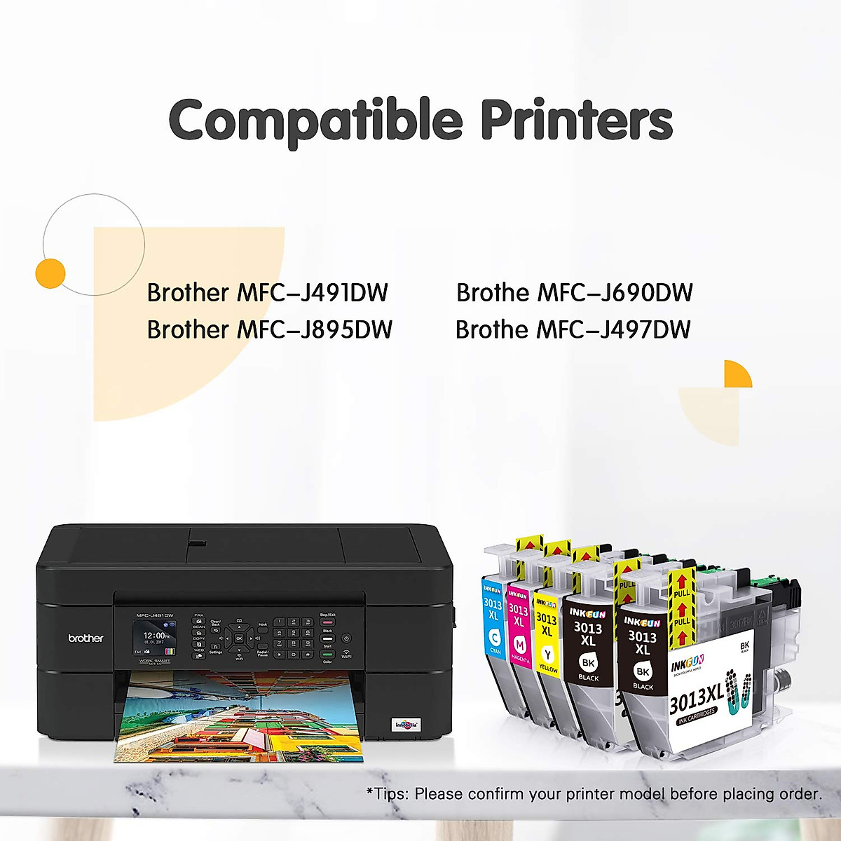 INKFUN Compatible with Brother LC3013 Ink Cartridges LC-3013 LC3011 LC-3011Replacement for Brother MFC-J491DW MFC-J895DW MFC-J690DW MFC-J497DW Printer,5-Pack(2 Black,1 Cyan,1 Magenta,1 Yellow)