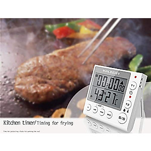 Jayron KT002A 2-Channel Kitchen Timer Magnetic Countdown Timer Clock Temperature and Humidity Meter Digital Minute/Second Timer Desk Clock for Elderly Kids（Blue）