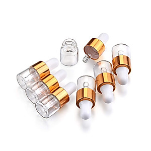 100,1ml (1/4 dram) Clear Glass Dropper Bottle,Empty Essential Oil Dropper Bottle Mini Glass Eye Dropper Vials With Pipette For Travel,Sample Test Perfume Liquid Container-1 Funnel&3 Dropper included