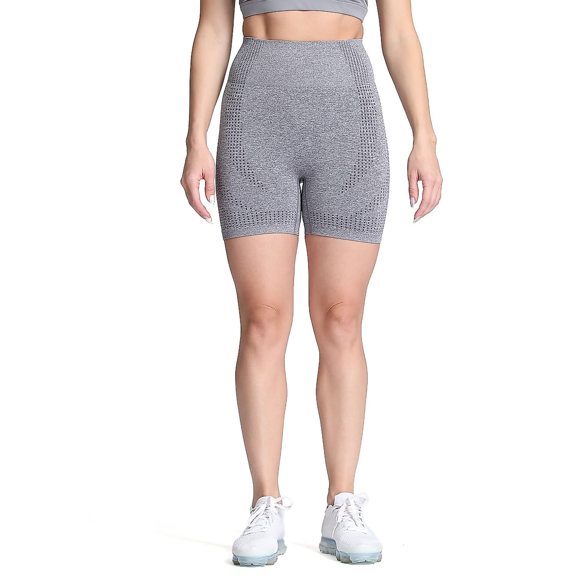 Aoxjox Vital Seamless Biker Shorts for Women High Waist Workout Shorts Booty Running Yoga Shorts (Vital Smokey Grey Marl, Small)