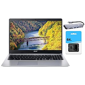 acer Chromebook 315 Laptop Computer (2023), 15.6” HD Display, Intel Celeron N4020 (up to 2.8GHz), 4GB RAM, 128GB Storage (64GB eMMC+64GB SD), Webcam, WiFi, 12+ Hrs Battery, Chrome OS+MarxsolAccessory