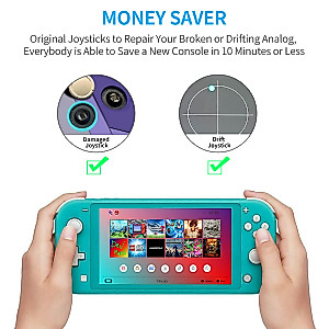 Joystick Replacement for Switch Lite – 19 in 1 OEM Analog Stick Thumbstick Parts Repair Tool Kit Accessories with Y00 Triwing Screwdriver, Thumb Caps, Tweezers for OLED JoyCon Joy Con Controller