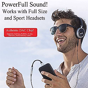 Tek Styz USB C to 3.5mm Headphone Adapter Compatible with Your Samsung Galaxy Tab S5e with Digital DAC Chip That's Dual 1/8 inch TypeC/PD Compatible Too! (White)