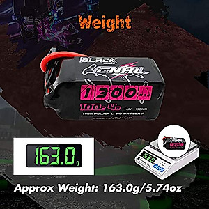 CNHL 1300mAh 4S Lipo Battery 14.8V 100C (Burst 200C) with XT60 for FPV Racing Helicopter Airplane UAV Racing Drone Battery RC Quadcopter(2 Packs)