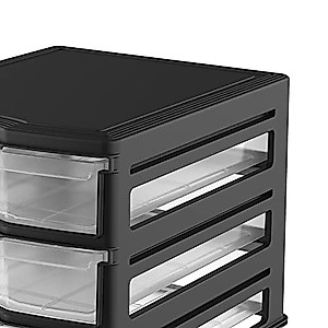Life Story 3 Drawer Stackable Shelf Organizer Plastic Storage Drawers for Bathroom Storage, Make Up, Or Pantry Organization, Black